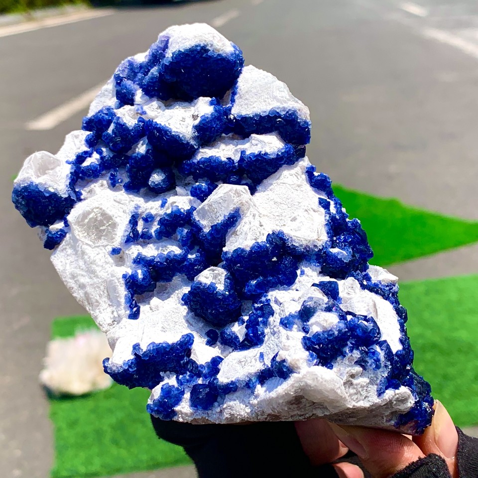 1.3LB Natural Blueberry Fluorite Quartz Cluster Crystal Mineral ...