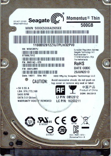 ST500LT012 P/N: 9WS142-070 F/W: 0001LVM1 WU W0VC SEAGATE SATA 500GB | eBay