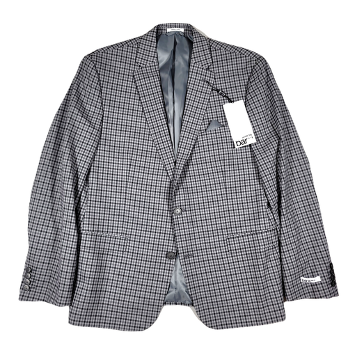 Bar III Slim-Fit Blazer Mens 42L 42 Grey Check Patterned Sport Coat ...