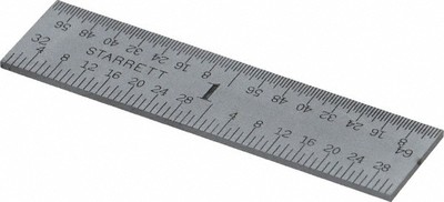 Starrett 2" Long, 1/64, 1/32, 1/16, 1/8" Graduation, Rigid Spring Steel ...
