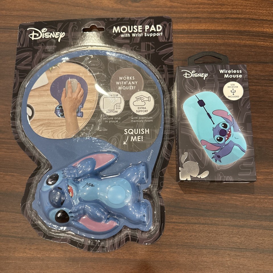 Disney Stitch Squishy Mouse Pad with Wrist Support & Stitch Wireless ...
