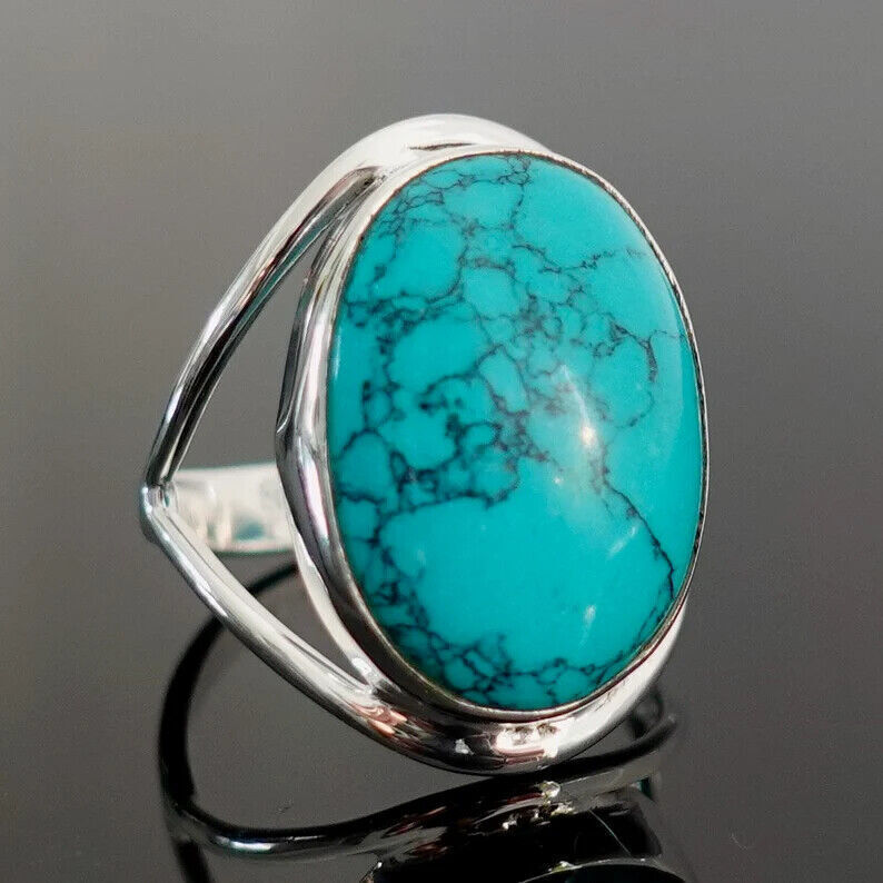 Solid 925 Silver Turquoise Ring Handmade Statement Sterling Ring All ...