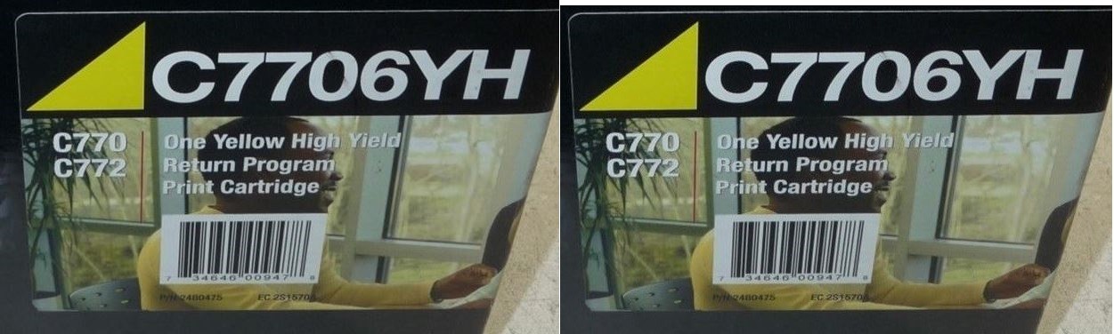 2 New Genuine Lexmark Factory Sealed C7706YH Yellow Toner Cartridges ...
