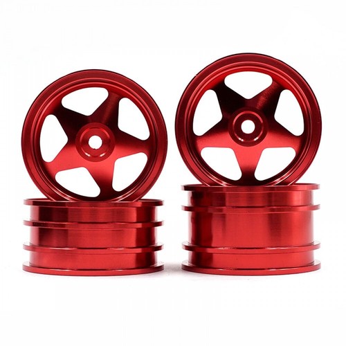 NEW Yeah Racing F/R Alum CNC 5 Spoke Rim Set Red Tamiya 4WD Buggy FREE ...