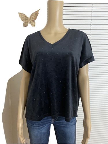 LOFT VELVET Embellished Polka Dot Studded Top M Black Women's RN 140923 ...