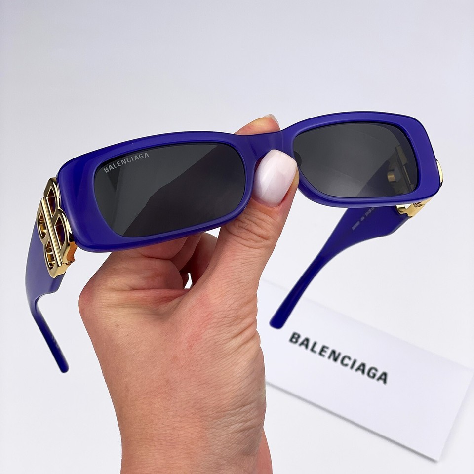 Balenciaga Men Sunglasses Violet Gold Grey Rectangle BB0096S 004 NEW | eBay