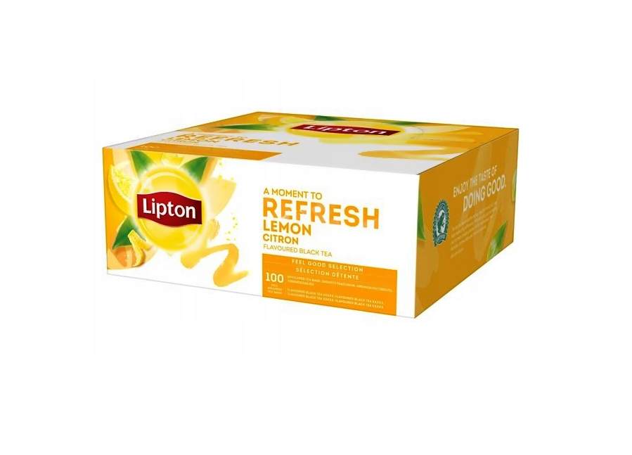 LIPTON REFRESH LEMON CITRON - FLAVOURED BLACK TEA - 100 TEA BAGS ...