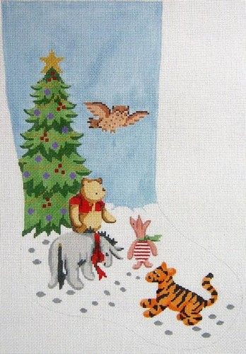Needlepoint Handpainted Winnie the Pooh and Friends Christmas Stocking ...
