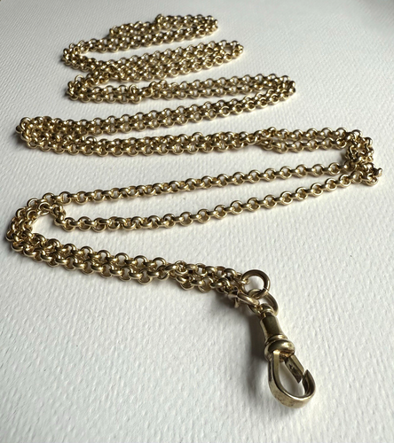 VINTAGE ANTIQUE 9CT GOLD PLATED LONG GUARD MUFF CHAIN | eBay UK