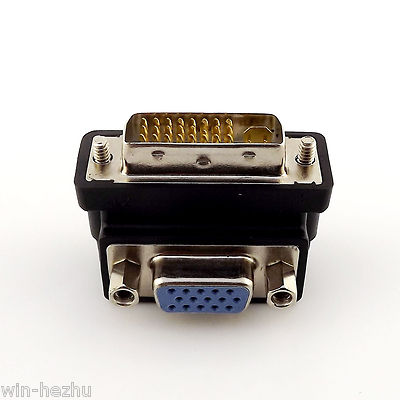 1x Right Angle 90 Degree VGA Female To DVI 24+5 Pin Male Video ...