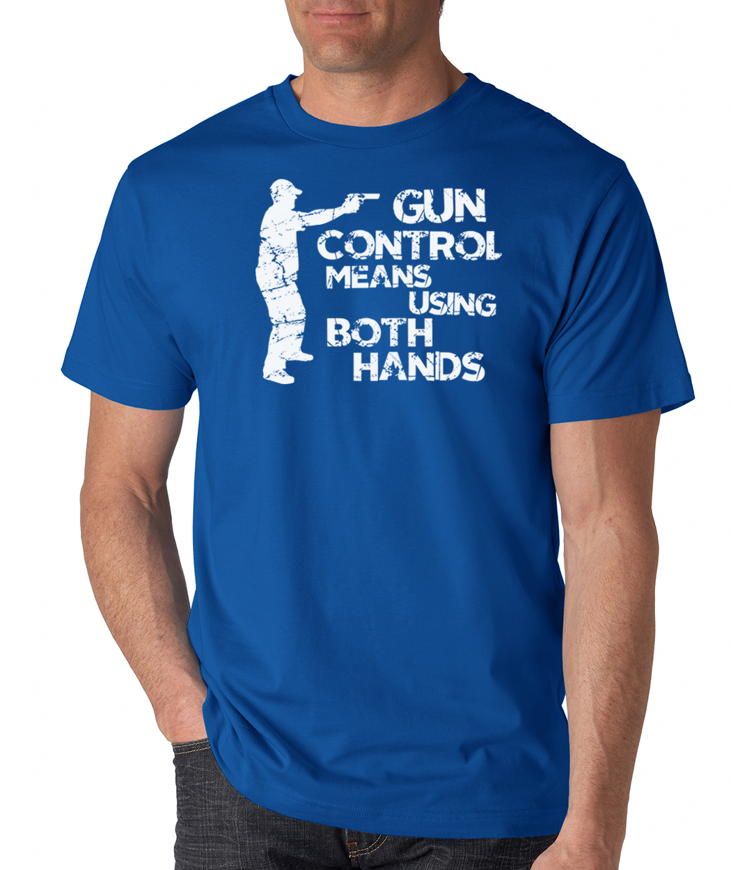 GUN CONTROL USING BOTH HANDS funny firearms 2nd amendment man holding T ...