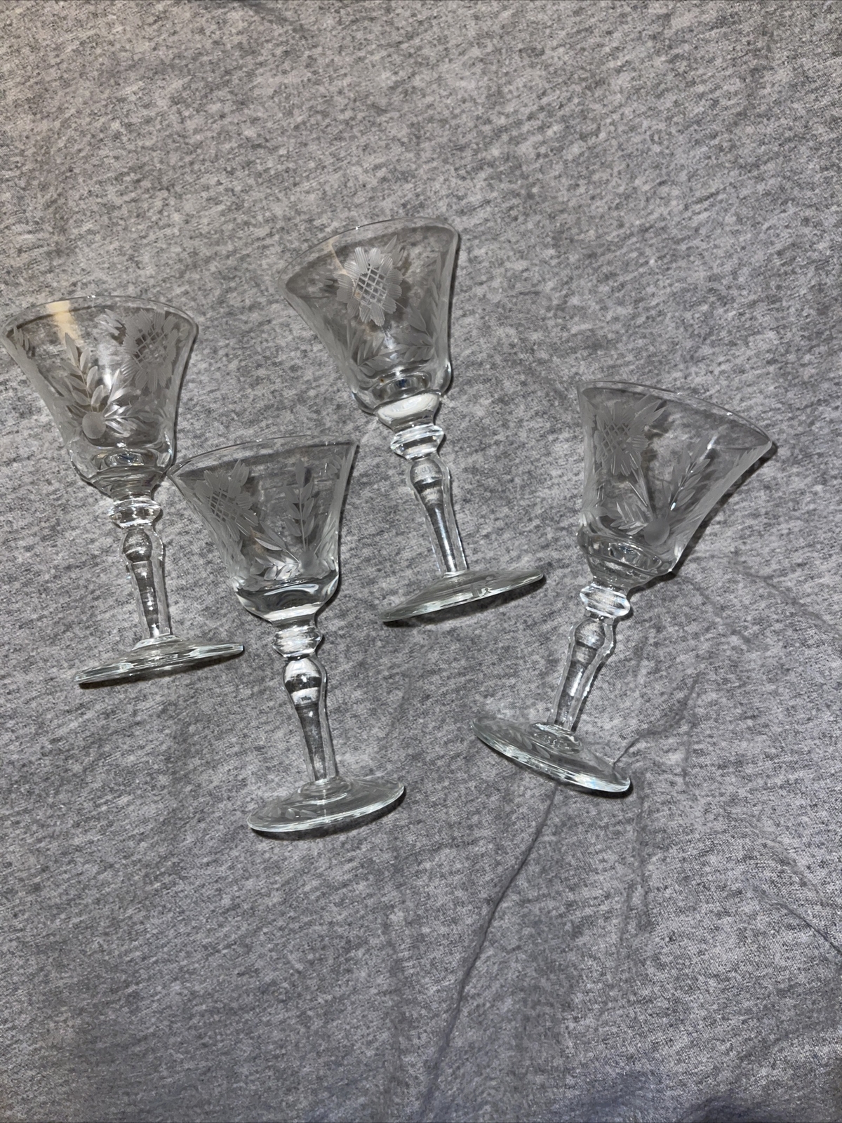 Vintage Wheel Cut Cordials Or Apéritif Stemware Romania Lot Of 4 Unused ...