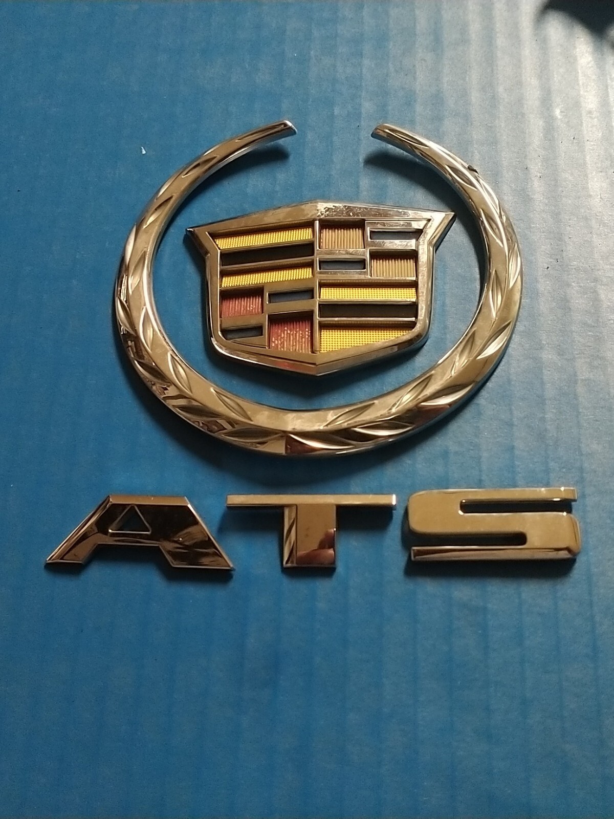 CADILLAC ATS CHROME REAR TRUNK EMBLEMS WITH CREST OEM USED LOGO | eBay