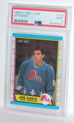 1989 O-Pee-Chee Hockey Nordiques Joe Sakic Rookie RC Card #113 PSA 9 ...
