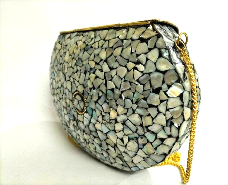 Handmade Multicolour bohemian purse Mother of Pearl Mosaic clutch for ...
