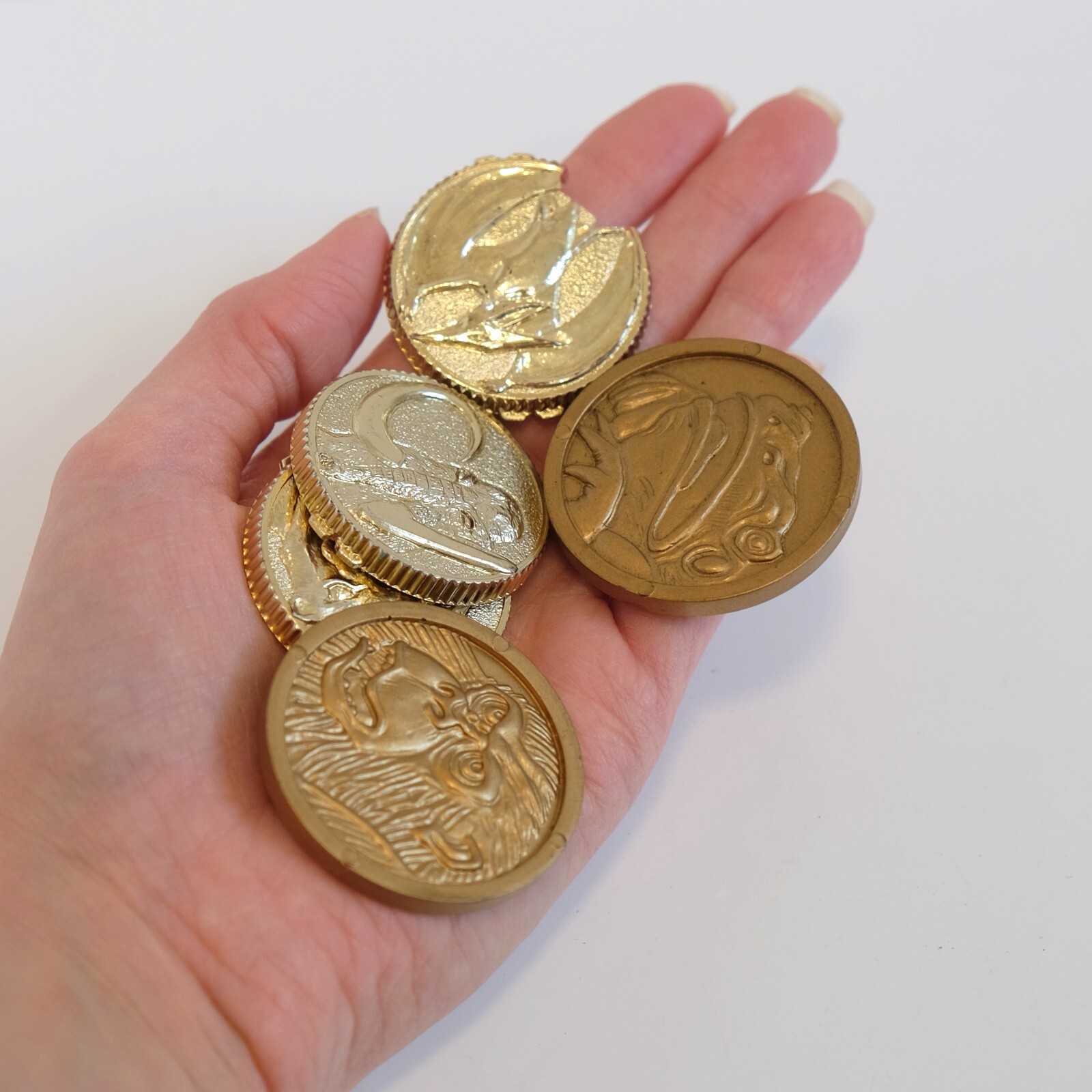 5 Power Rangers Coins 3 Bandai Mastodon Saber Tooth / 2 McDonalds Crane ...