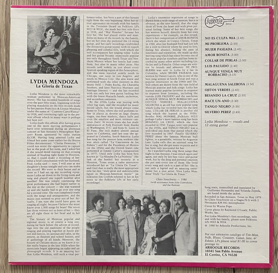 Lydia Mendoza ‎– La Gloria De Texas - Vinyl-LP - Folk - TOP | eBay