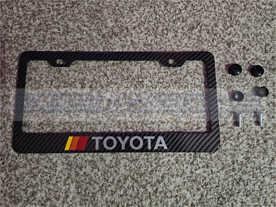 Toyota Retro Stripes Red Carbon Fiber Printed Black Aluminum License ...