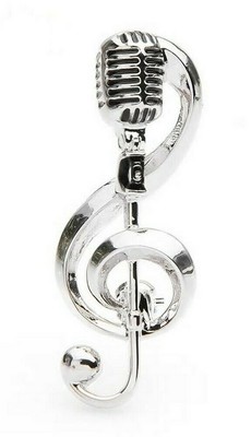 Jewel brooch Silver steel Treble clef and Micro Microphone. | eBay
