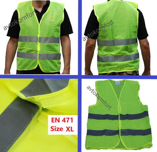 Hi-Vis Vest Yellow Hi Vis Visibility Viz Reflective Safety XL Standard ...