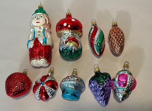 VINTAGE COLON BIA CHRISTMAS ORNAMENT GLASS LOT OF 9 EXCELLENT | eBay