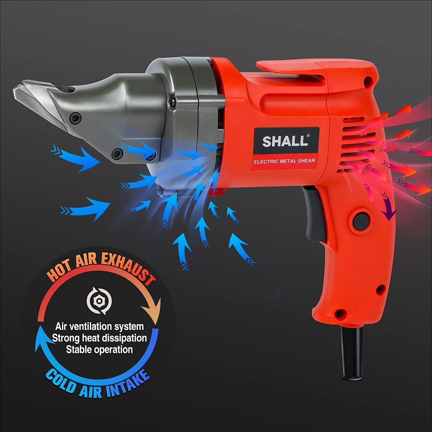 SHALL Electric Metal Shear,4.0-Amp Corded Sheet Metal Cutter,360 Swivel ...