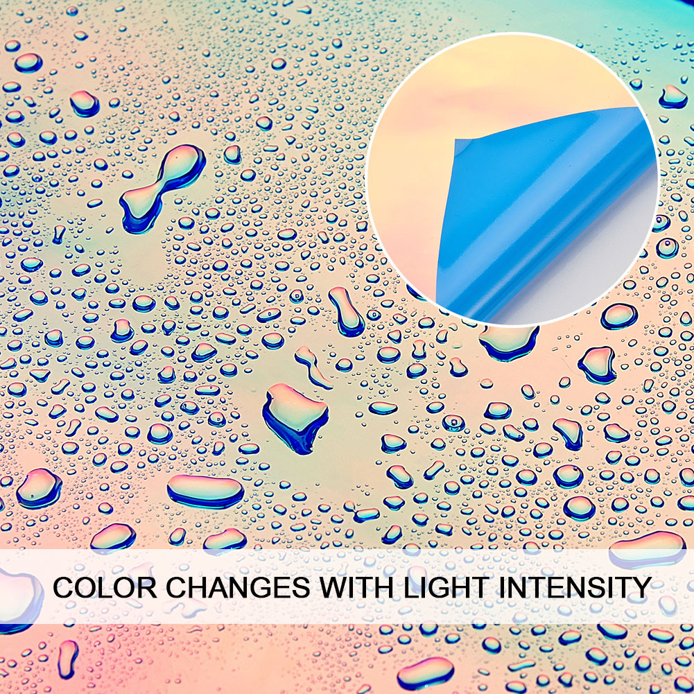 53" X 8" Holographic Rainbow Sky Blue Neo Chrome Car Vinyl Sticker Film ...