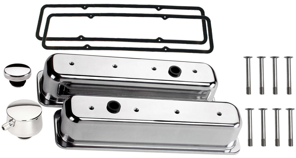 BILLET SPECIALTIES POLISHED TALL VALVE COVERS,SBC CENTER BOLT,PCV ...
