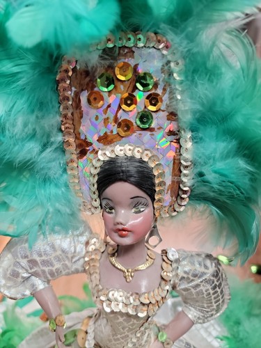 Brazil Carnival Vila Isabel Doll Rio de Janeiro Feathers green 14" | eBay
