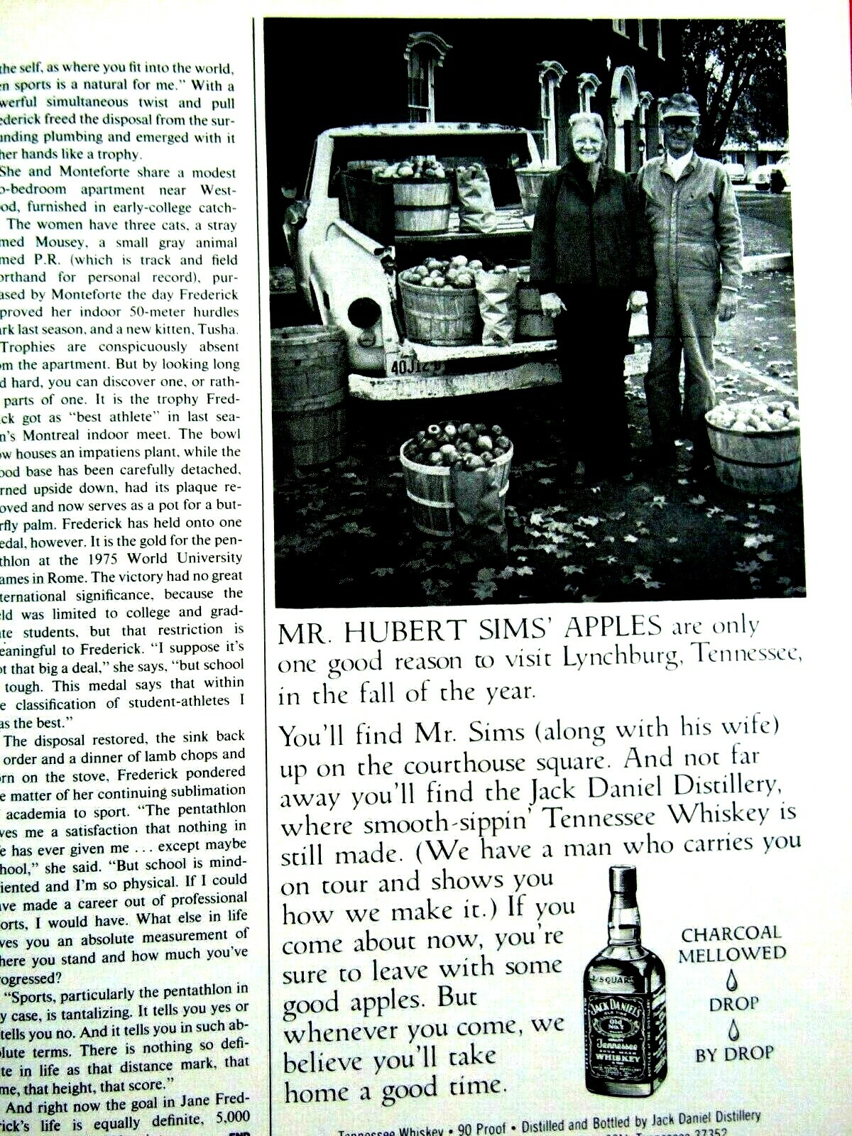 1974 Jack Daniel's Hubert Moss & Wife Selling Apples Original 1/2 page ...