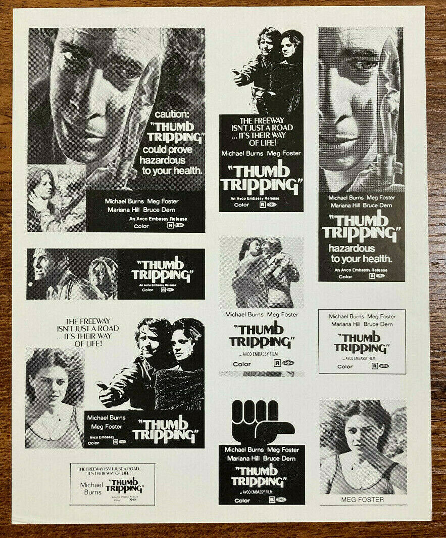 THUMB TRIPPING Movie Ad Mat Press Sheet 1972 Hitchhiker Exploitation ...