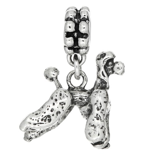 Sterling Silver Three Dimensional Poodle Dog Dangle Bead Charm | eBay