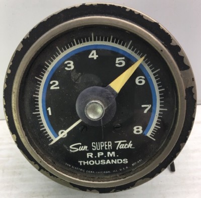 VINTAGE METAL #SST-802-SUN SUPER TACH 8000 RPM TACHOMETER Rat Rod ...