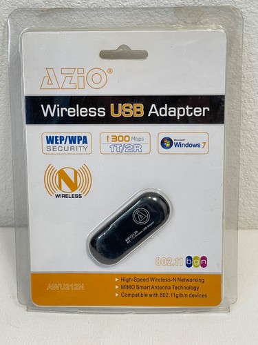 Azio Wireless USB Adapter AWU212N 802.11g/b/n Device Compatible 300 ...