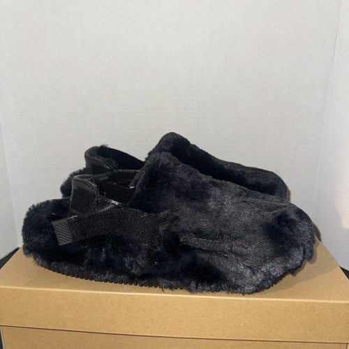 Nike Calm Mule Fuzzy Faux Fur Black Sandals Womens Sz 8 NEW* FZ3119-001 ...