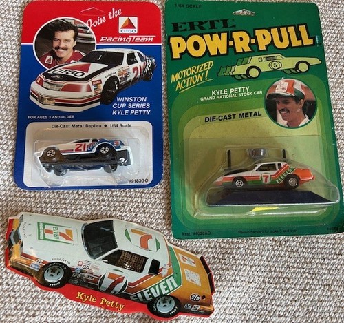 RARE Vtg LOT-3, ERTL 1/64 NASCAR KYLE Petty Diecast, POW-R-PULL,CITGO T ...