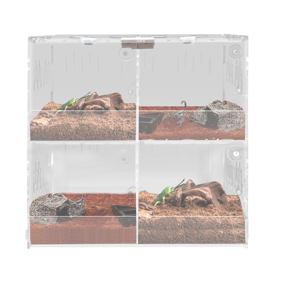 Acrylic 4 Grids Reptile Cage Large Tank Cage Enclosure Box Tarantula ...
