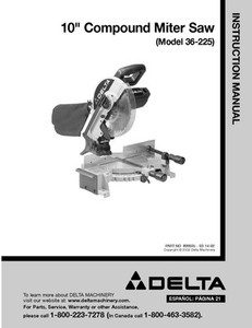 Delta 36-225 10" Compound Miter Saw Instruction Manual | eBay
