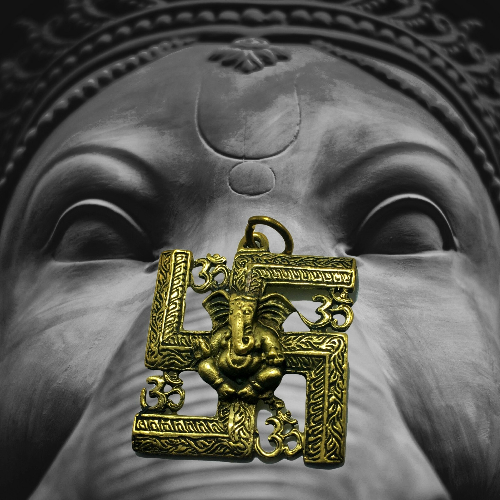 Ganesh OHM Mantras Charm Pendant Brass Hinduism Symbol Swastik | eBay