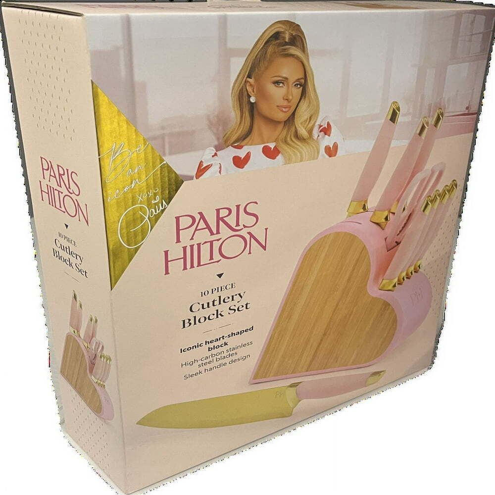 Paris Hilton Heart Shaped Style Stainless Steel Knife Collection Block ...