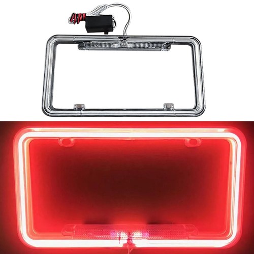 12V Universal Red LED Car Truck Neon License Plate Frame Front Rear Tag ...