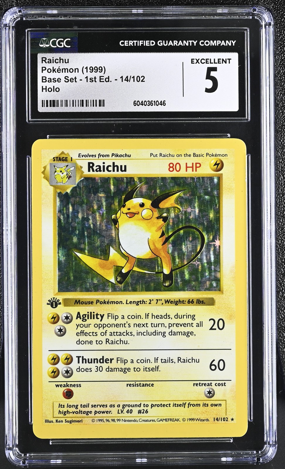 CGC 5 Raichu 1999 Base Set 1st Edition 14/102 Holo Pokemon Card | eBay