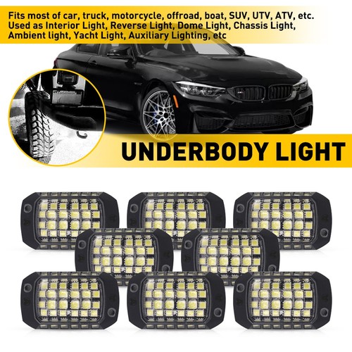 8PC 36-LED Underbody Car Underglow Light Reverse Yacht Dome Light White ...