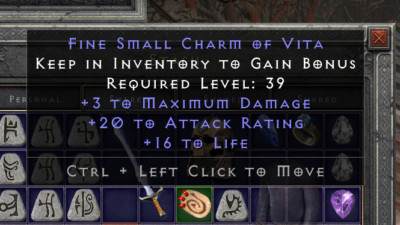 Diablo 2 Resurrected D2R: Fine Small Charm of vita 3/20/16 - SC PC NL ...