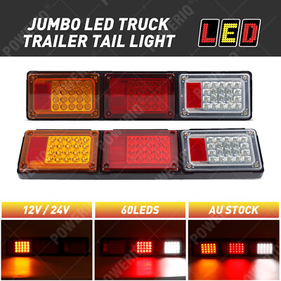 2 x JUMBO 12V / 24V LED TRUCK TRAILER TAIL LIGHT (AMBER, RED, WHITE ...