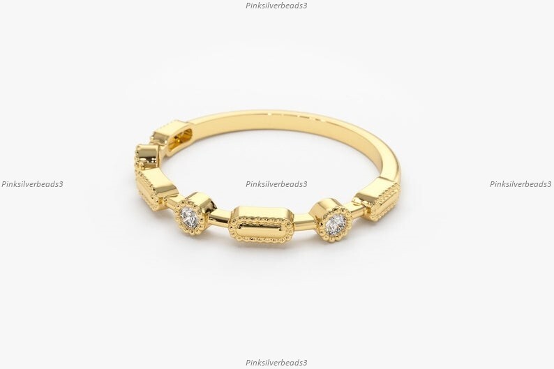 Gift For Her 14k Yellow Gold Diamond Petite Stacking Promise Birthday ...