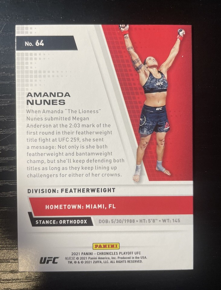 2021 Panini Chronicles UFC Amanda Nunes Asia Red /88 SSP Tmall #64 ...