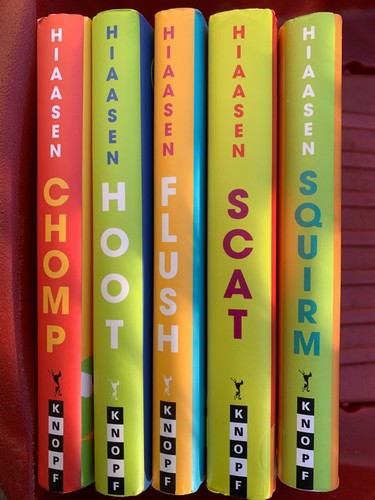 Carl Hiaasen Books Hoot Chomp Scat Flush Squirm lot of 5 hardbacks | eBay