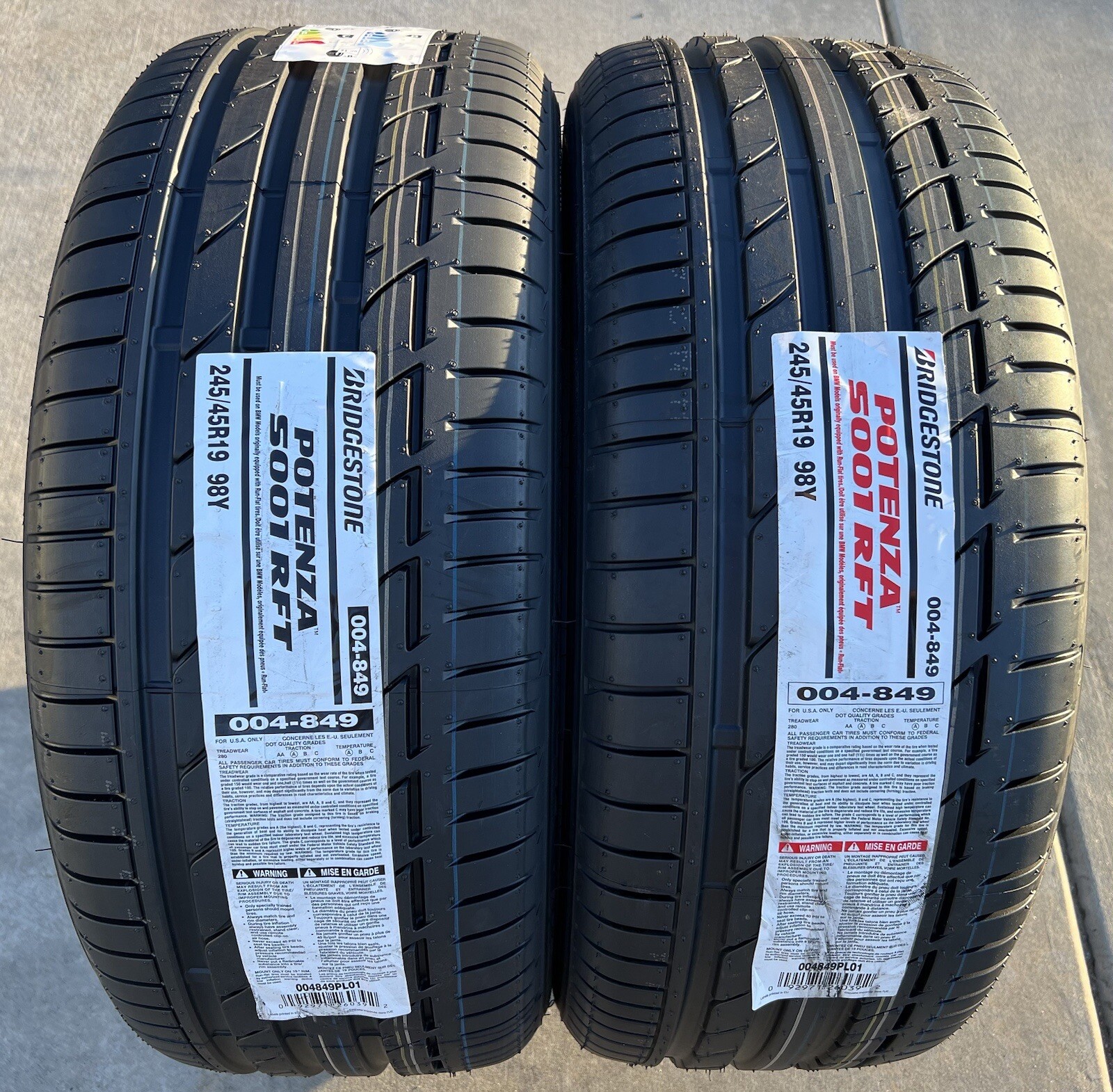 TWO NEW 245/45R19 Bridgestone Potenza S001 RFT Run Flat RSC Star ★ BMW ...