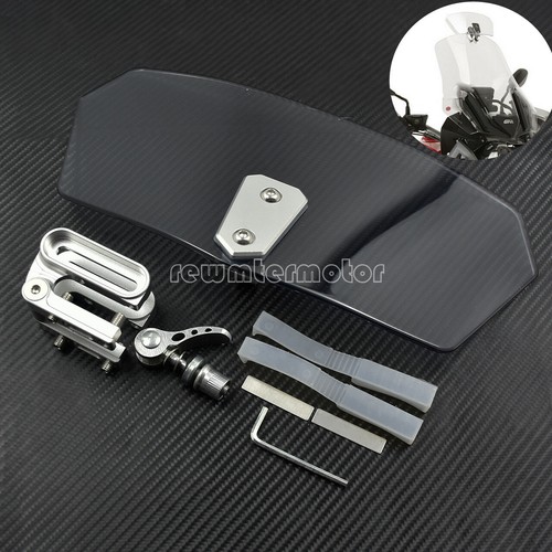 Smoke Motorcycle Adjustable Clip On Windshield Extension Spoiler Wind ...